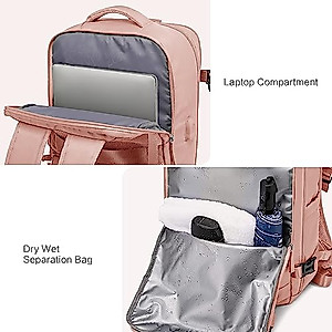Lyweem Travel Laptop Backpack for Women 15.6 Inches Medium College Carry On Casual Backpack Flight Approved with USB charging Port, Cute Aesthetics Daypack for Teen Girl with Wet Pocket, Pink