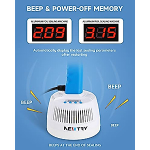 NEWTRY Induction Sealer Heat Handheld Sealing Machine Diameter 0.79’’-3.94’’ Electromagnetic Manual Power & Time Adjustable for Plastic Glass Bottles Caps(110V US Plug)