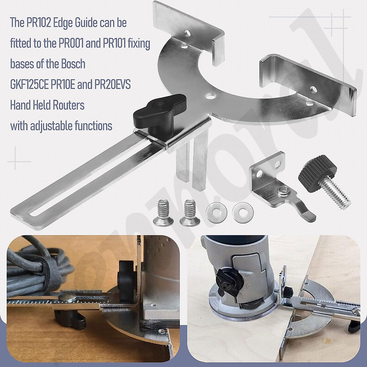 PR102 Palm Router Edge Guide Compatible with Bosch GKF125CE, PR10E & PR20EVS Palm Routers PR001 & PR101 Fixed Bases