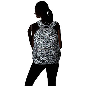 Vera Bradley Women's Cotton XL Campus Backpack, Charcoal Medallion, One Size