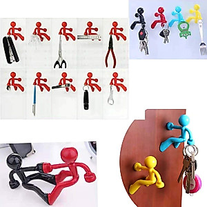 Creative Wall Climbing Villain Refrigerator Magnets, Magnet Key Hanging (Yellow, Blue, Black, Red)