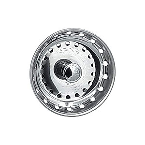 Replacement Kitchen Sink Stainless Steel Basket Strainer with Prong and Rubber Stopper, Universal Fit, 3-1/2 Inch Chrome