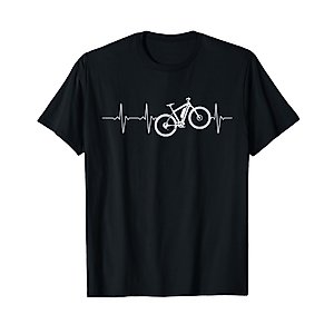 E-Bike Heartbeat Biker EKG Battery Biker Cyclist Cycling T-Shirt