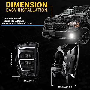 Z-OFFROAD LED Fog Lights w/White DRL Compatible with 2013-2018 Dodge Ram 1500 Bumper Driving Lamps Replacement Assembly Kit - Black