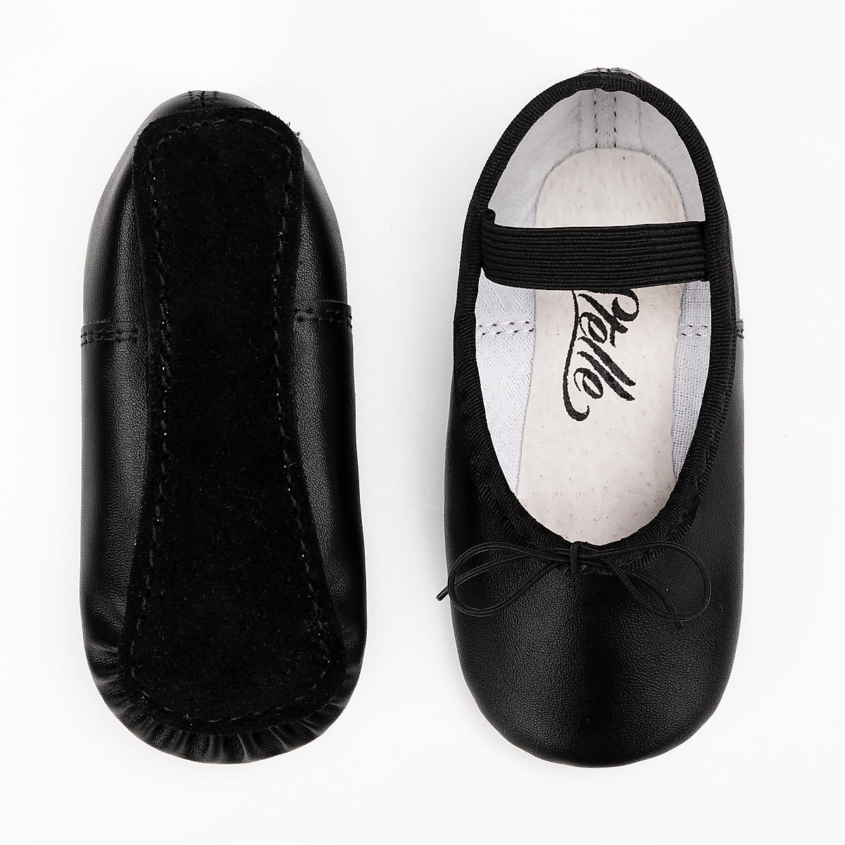 Stelle Ballet Shoes for Girls Toddler Dance Slippers PU Leather Boys Ballerina Shoes for Toddler/Little Kid/Big Kid/Women(Black,4ML)