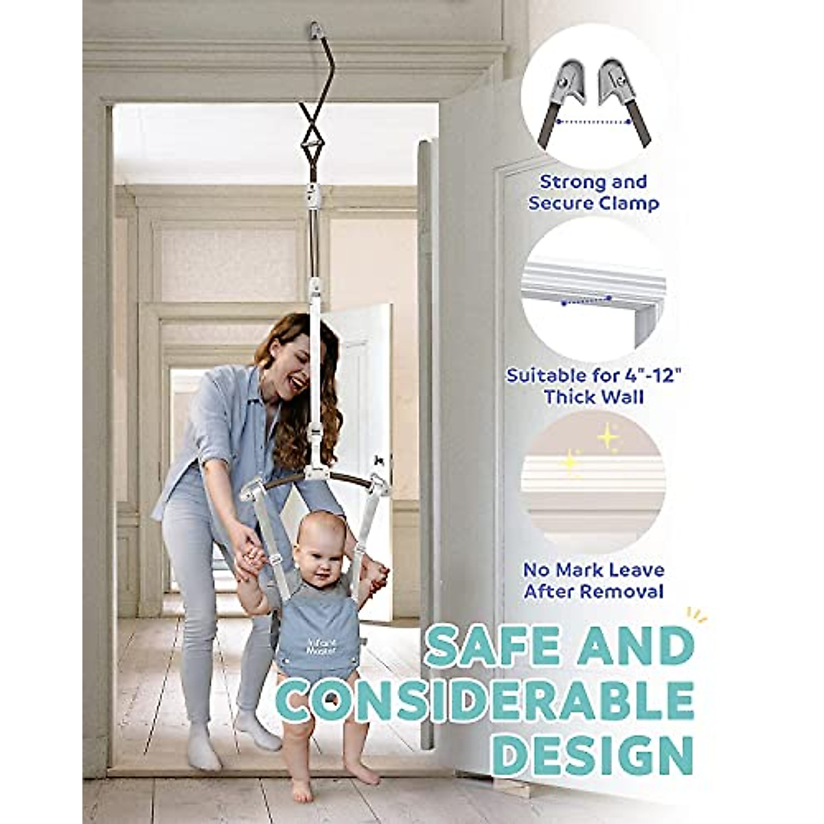 Infant Master Doorway Jumper, Johnny Jumper w/ Adjustable Seat Bag, Durable Baby Door Bouncer & Swing Jumper w/ Steel Spring, Wise Gift Choice for Infant & Toddler, Easy to Use, Blue