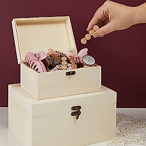 Juvale 5 Pack Unfinished Wooden Boxes with Hinged Lids Arts and Crafts, Wood Storage Boxes to Paint (Natural, 5 Assorted Sizes)