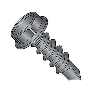 Small Parts 1028KWB Steel Self-Drilling Screw, Black Oxide Finish, Hex Washer Head, Hex Drive, #3 Drill Point, #10-16 Thread Size, 1-3/4" Length (Pack of 50)