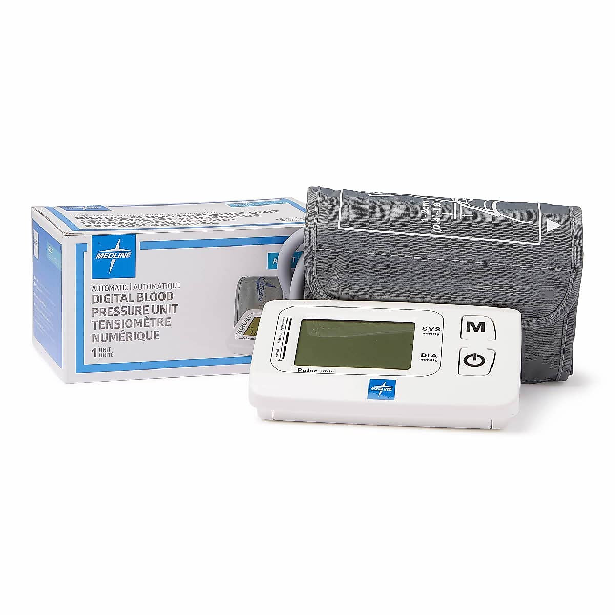 Medline Elite Small and Compact Automatic Digital Blood Pressure Monitor with Adult Upper Arm Cuff (fits arms 22-30 cm), Batteries Included, MDS1001