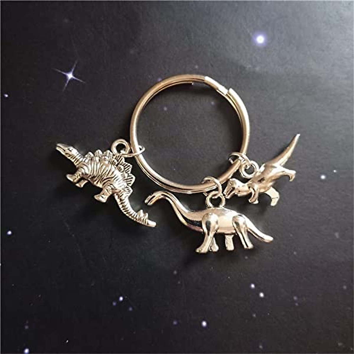 Stegosaurus Keychain, Cool Dinosaur Jewelry, Brontosaurus Dinosaur Keyring, Steampunk