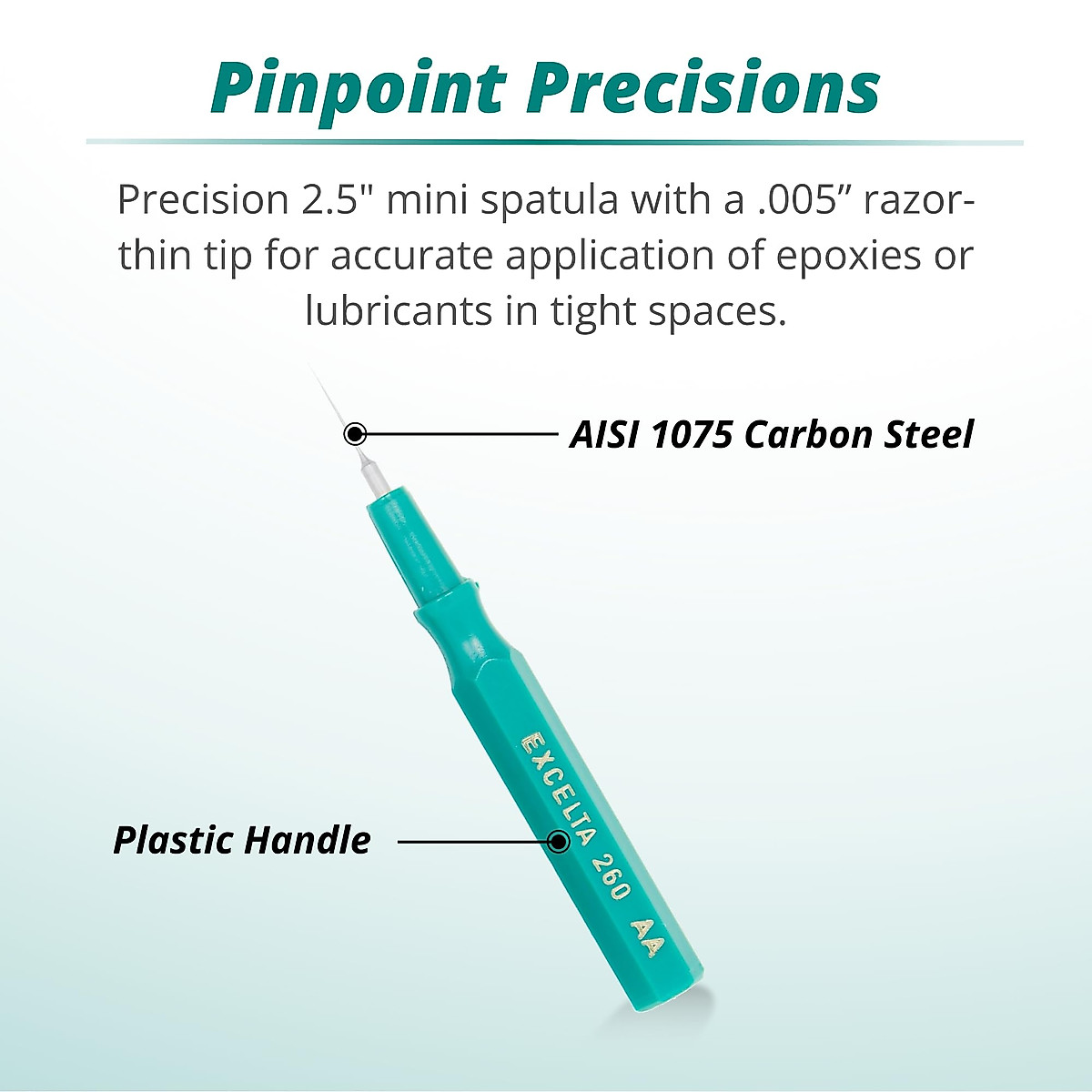 Excelta Mini-Spatula, 2.5" Stainless Steel Tip for Precision Epoxy & Lubricant Application, Professional