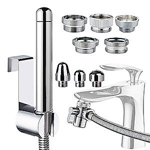 Handheld Shower with Faucet Douche Attachments, Shower 3 Heads in Aluminium - with Faucet Splitter, 59 inch Hose and Hook up Toilet or Wall Mount