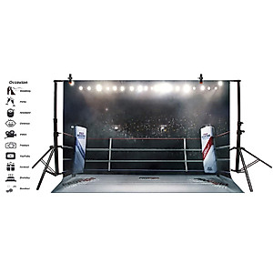 LFEEY 10x7ft Boxing Ring Backdrops for Photography Stadium Cheer Audience Boxing Theme Party Decorations Party Supplies Men Boy Birthday Background Sportsman Backdrop Photoshoot Studio Props