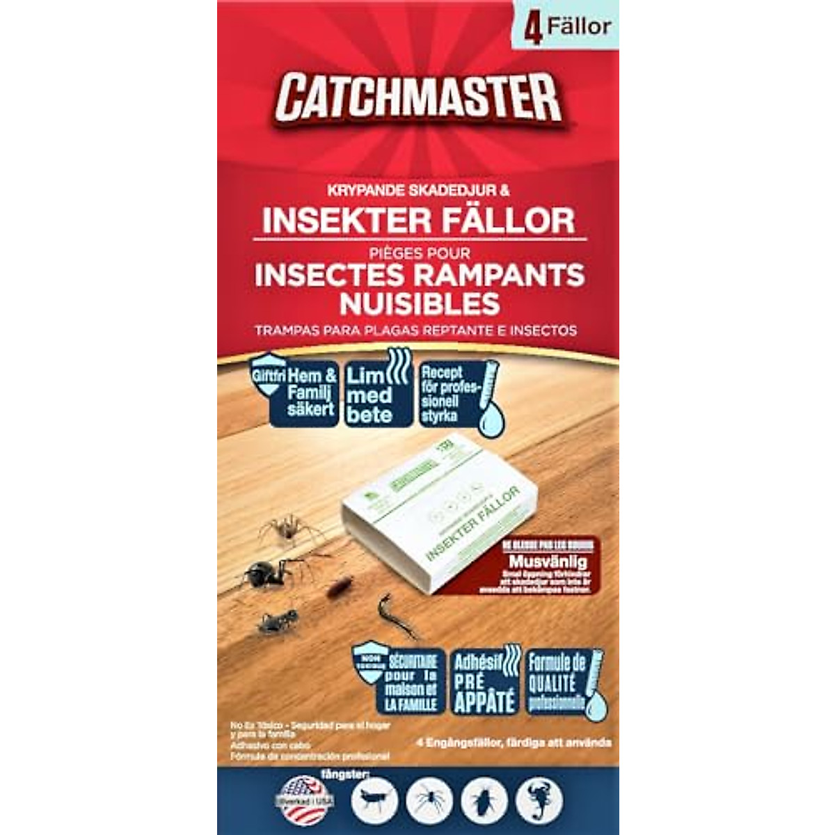 Catchmaster Spider & Insect Glue Trap - 4 Professional Strength Traps per Package