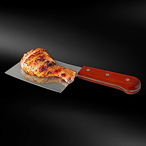 Professional Meat Cleaver - Stainless Steel Chopper with Natural Wood Handle Heavy-Duty Professional Butcher Knife Perfect to Cut and Chop Meat, Bones, Vegetables(8" blade / 14.5" total)