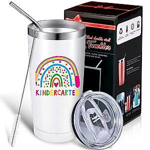 Patelai Kindergarten Teacher Appreciation Gifts Kindergarten Travel Tumbler with Straw 20 oz Thank You Gifts for Kids Teacher Travel Mug Teacher Gifts for Graduation Teachers Birthday Gifts