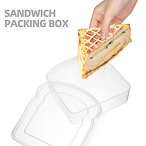 WESIEVYA 2pcs Small Sandwich Containers Clear Sandwich Box Small Bread Case Container Plast