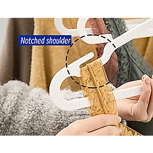 Yishyfier Plastic Clothes Hangers 16.5 Inches,Durable & Space Saving Coat Hanger Laundry/Daily Use,4mm Heavy Duty White Hangers for Coats,Jackets,T-Shirt,Pants & Dress(40Pack