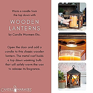 CANDLE WARMERS ETC Wooden Farmhouse Candle Warmer Lantern for Top-Down Candle Melting, Weathered Espresso