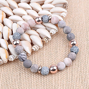 Barsly Elastic Natural Agates Lava Stone Couple Distance Bracelets Aromatherapy Essential Oils Diffuser Unisex Bracelets Lava Agate Rose Gold