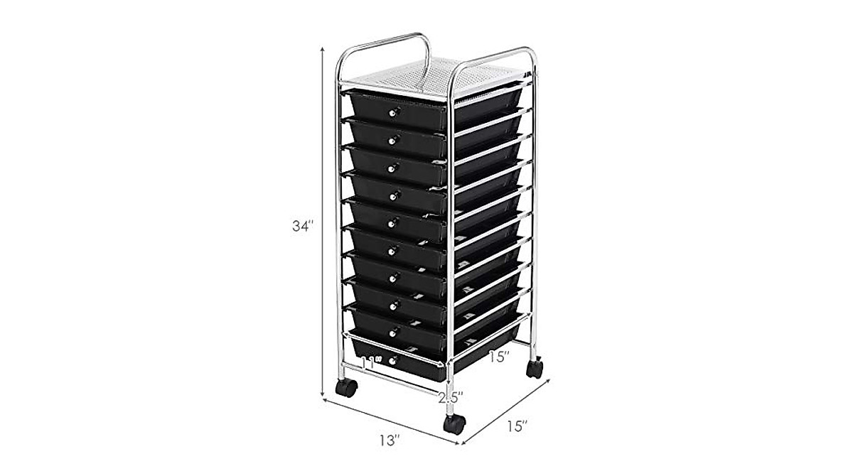 BestComfort 10-Drawer Mobile Storage Cart for Office & Home