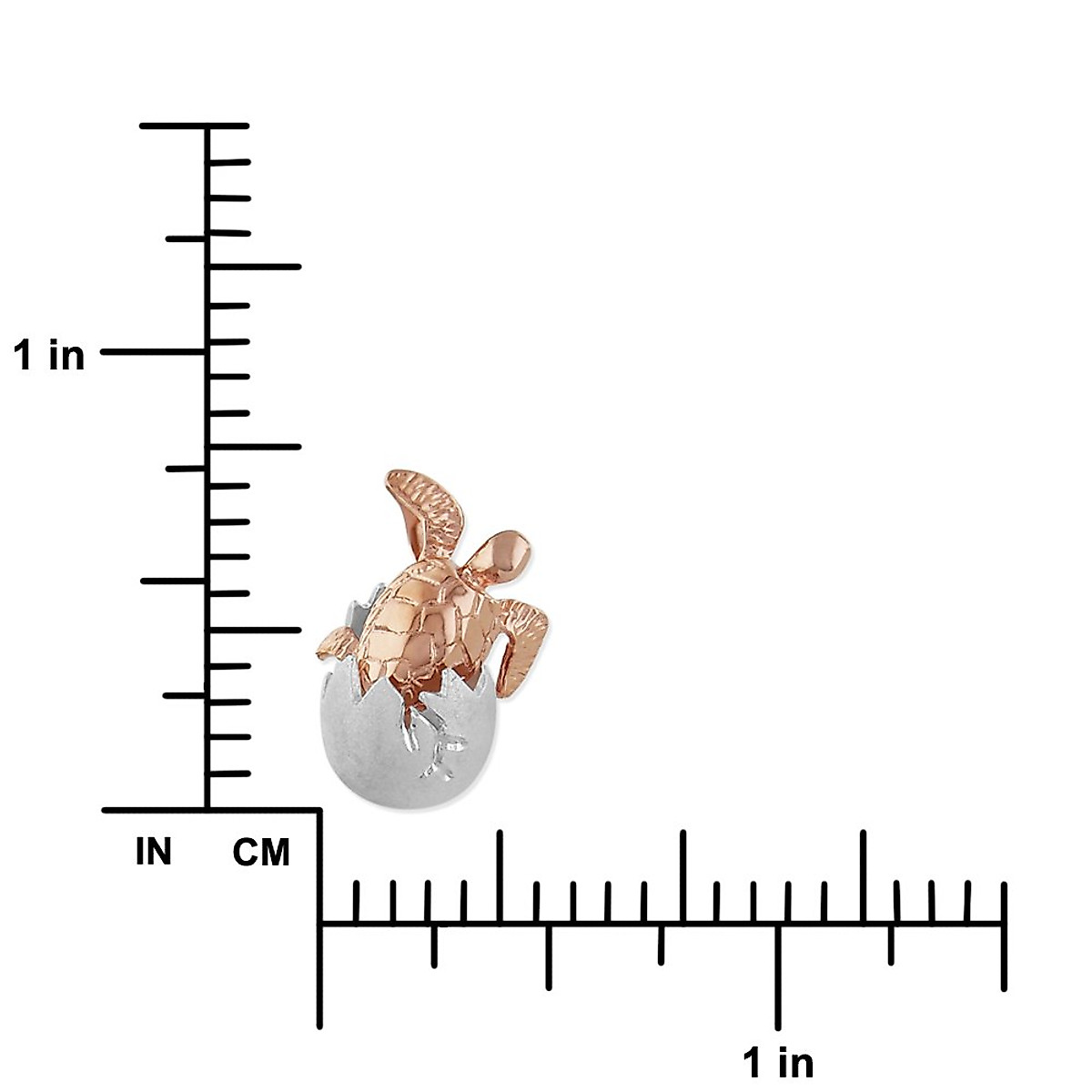 Sterling Silver with Rose Gold Tone Accents Baby Turtle Hatchling Egg Pendant Necklace, 16+2" Extender