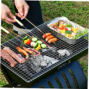 Happyyami 4 Pcs Stainless Steel BBQ Mesh Barbecue Pad Chef Cooling Rack Barbecue Grill Rack Baking Rack Grill Mesh Mat Outdoor BBQ Mat Square Backpack Grill Cooking Grid Travel Gift Small
