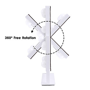 BWLLNI Lighted Makeup Mirror Hollywood Mirror Vanity Mirror with Lights, Touch Control Design 3 Colors Dimable LED Bulbs, Detachable 10X Magnification, 360°Rotation, (White) 12" L x 14" W