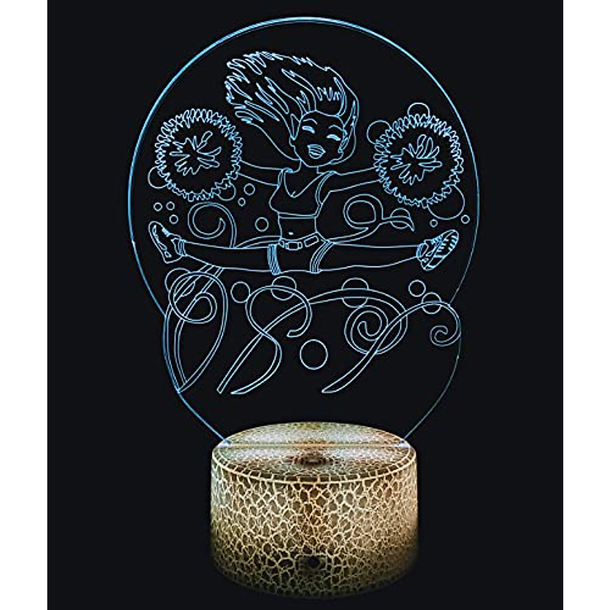 YTDZLTD Optical Illusion 3D Cheerleader Night Light 16 Colors Changing USB Power Remote Control Touch Switch Decor Lamp LED Table Desk Lamp