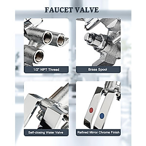 Phivan Foot Operated Faucet Valve - Knee Hands-Free Sink Pedal Brass Double Pedal Valve Control Non-Contact Faucet Sink Knee Pedal for Commercial Kitchens, Hospitals, Schools, Laboratories