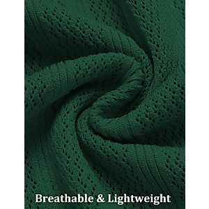 COOFANDY Knit Summer Shirts for Men Short Sleeve Button Down Polo Shirts with Pocket Green