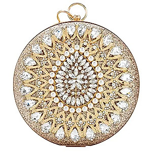 Yokawe Rhinestone Clutch Purses for Women Glitter Crystal Evening Bag Wedding Party Prom Handbag (Gold)