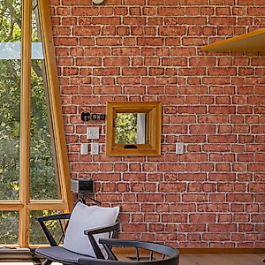 Naphite Red Brick Wallpaper Peel and Stick Removable Self Adhesive Faux Brick Wallpaper Fake Brick Stick on Wallpaper Brick Contact Paper Brick Wall Paper Textured Wallpaper Waterproof17.7×78.7 inches