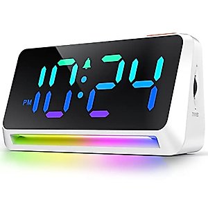 LED Digital Clock for Bedroom, Super Loud Alarm Clock for Heavy Sleepers Adults, Teens | Simple Plug-In Electric Bedside Nightstand Desk Clock with Light and Adjustable Color/Volume/Brightness/Snooze