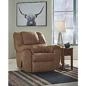 Signature Design by Ashley McGann Faux Leather Oversized Manual Rocker Recliner, Light Brown