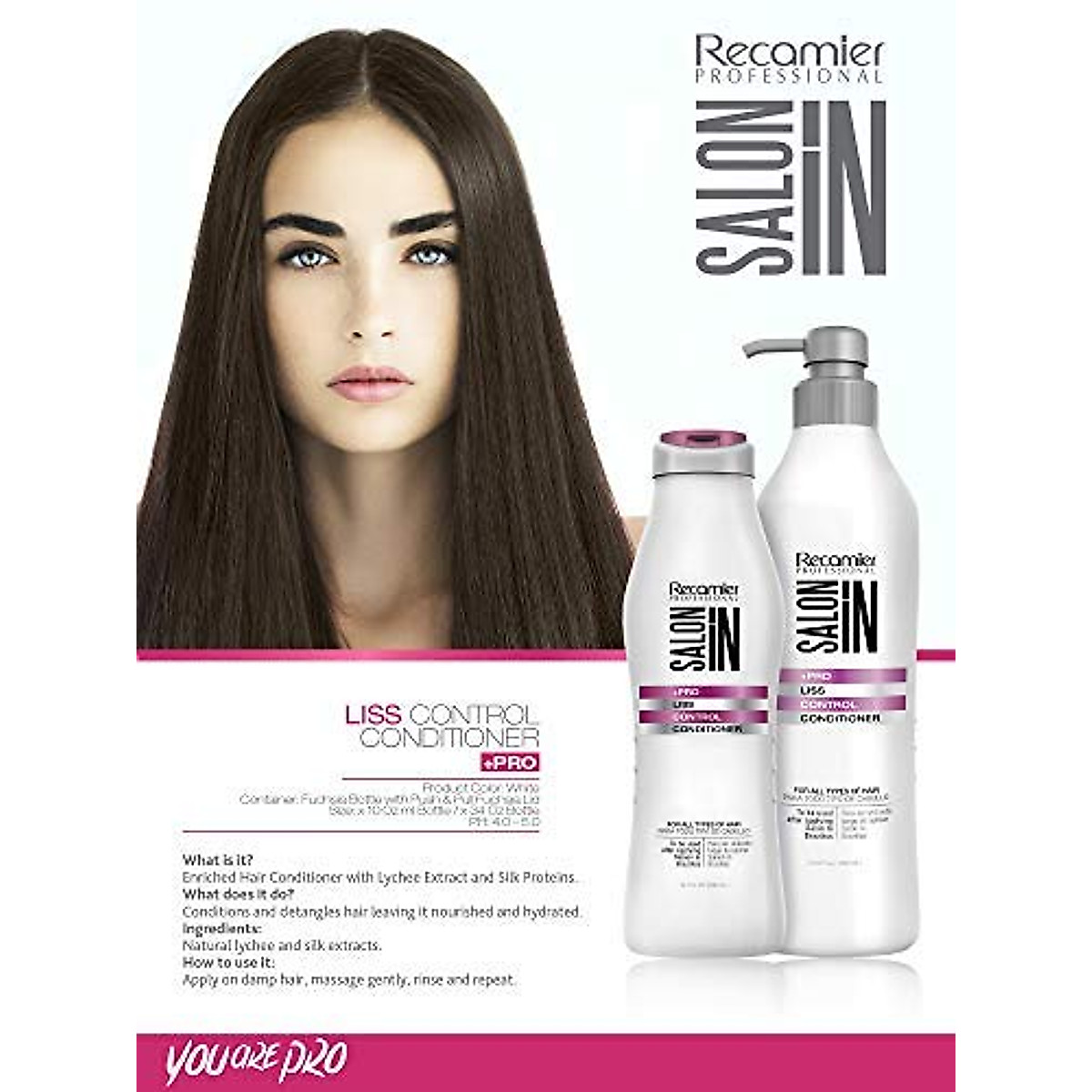 Recamier Professional Salon In +Pro Liss Control Hair Conditioner 10.1oz - Acondicionador para el cabello seco y maltratado