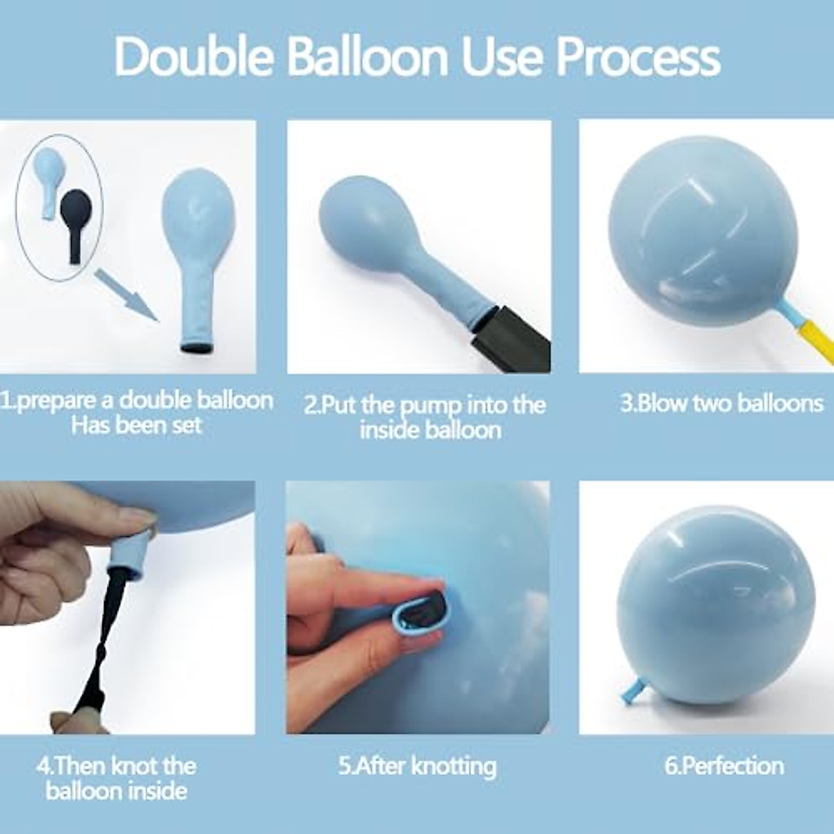 Captank Dusty Blue Balloon Garland - Pastel Blue Double Stuffed Slate Blue Balloons Different Sizes Blue Gold Balloon Garland Kit for Boy Birthday Baby Shower Wedding Anniversary Party Decorations