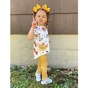 Arshiner Little Girls Outfits Floral Hi-Lo Tops+Pants Sets Short SLeeve 2pcs Pants Sets with Pockets