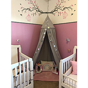 Edith qi Kids Baby Bed Canopy, Girls Boys Bedding Round Dome Children Princess Castle Play Tent Cotton Net, Indoor Outdoor Castle Hanging House Decoration Nursery Reading Nook Cotton Canvas