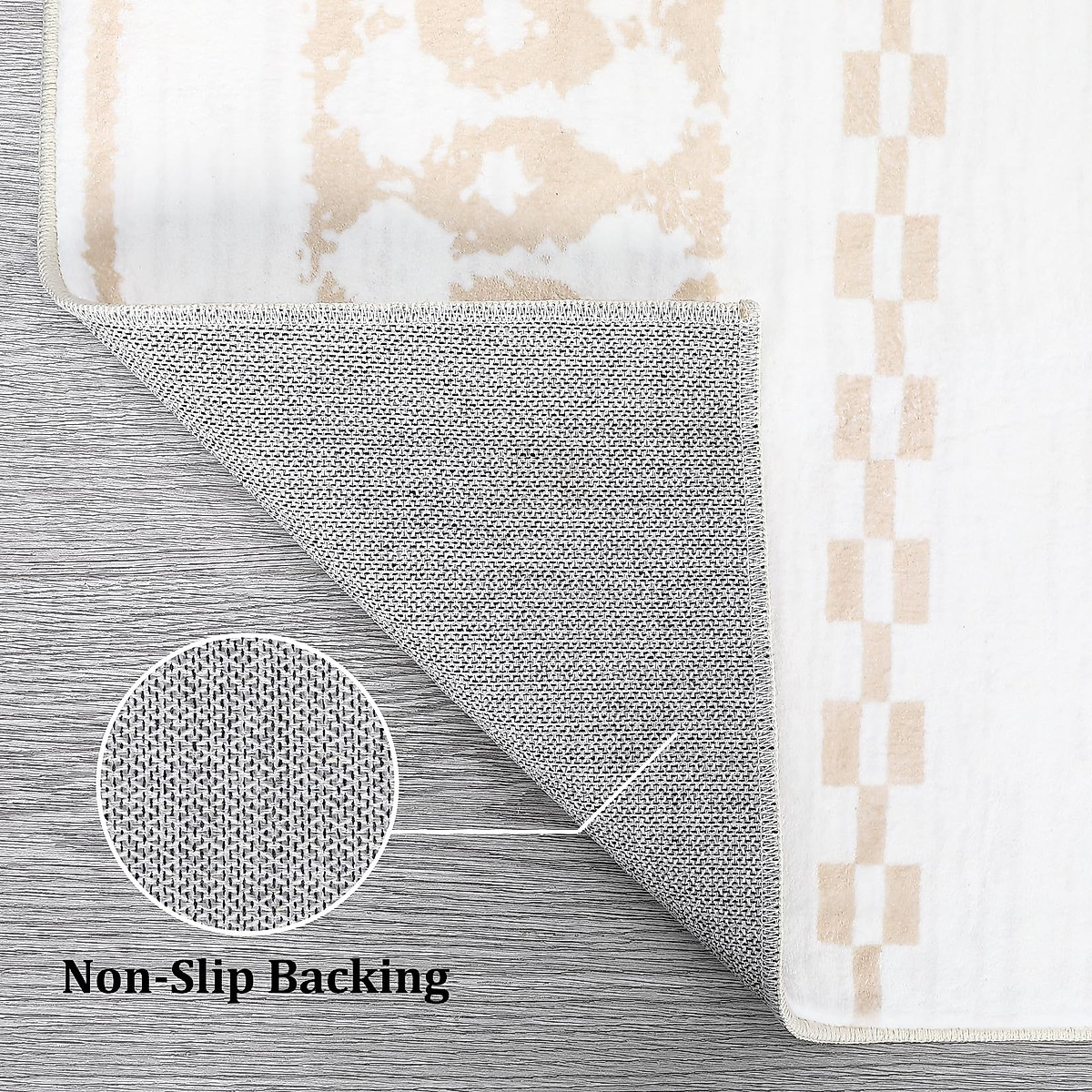 ROYHOME 2x8 Long Hallway Runner Rug Kitchen Rug Runner Moroccan Area Rug Mat Boho Farmhouse Washable Runner Rug Mat for Living Room Entryway Hallway Laundry, 2' x 8' Beige