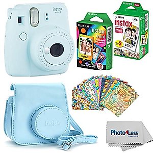 Fujifilm Instax Mini 9 Instant Film Camera (Ice Blue) - Fujifilm Instax Mini Instant Film, Twin Pack - Fujifilm Instax Mini Rainbow Film - Case for Fuji Mini Camera – Fuji Instax Accessory Bundle