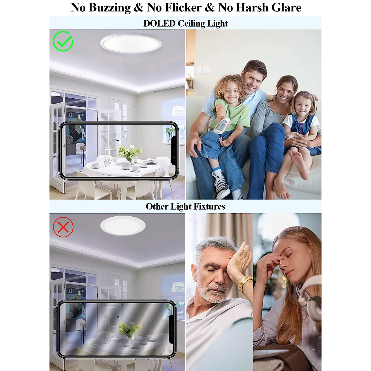 DOLED LED Ceiling Light Flush Mount: 3000LM Bright Closet Lighting Fixtures Ceiling Lamp Dimmable with Remote Control, 12'' Round Flat Ceiling Lights for Bedroom Living Room Kitchen Bathroom