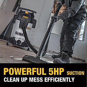 DEWALT 10 Gallon STEALTHSONIC Shop Vacuum Wet and Dry, Ultra Quiet Heavy Duty Shop Vacuum with Attachments, Powerful Outdoor Shop Vac for Car, Garage, Workshop, Jobsite, Patio, DXV10S-QT, 5 Peak HP