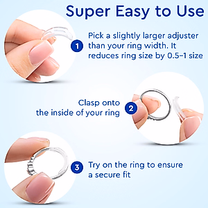 5 STARS UNITED Ring Sizer Adjuster for Loose Rings - 8 Pack Easy-Clip Guards, Fits Flat Bands Up to 8mm, Spacers & Tighteners, Reduces Size by 0.5-1, Invisible Design for Women & Men