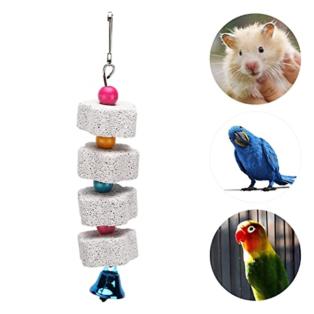 Parrot Beak Grinding Stone Chewing Toys Bird Teeth Lava Block Calcium Supplement Food Hanging String Toy for Budgies Parakeet ockatiel Hamster Rat