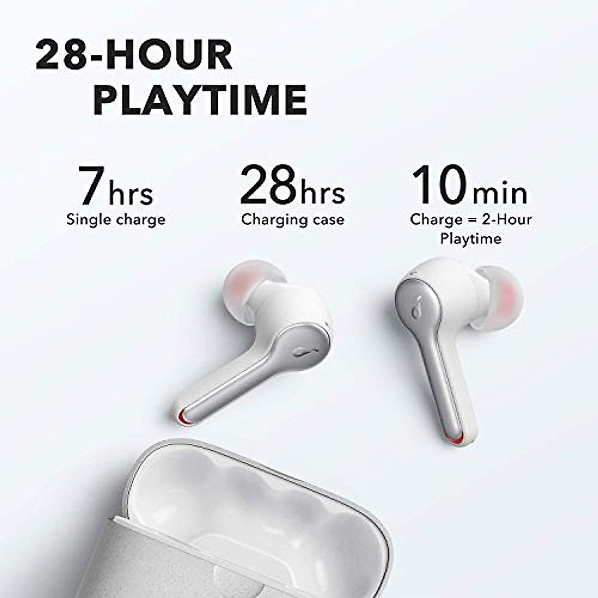 Soundcore Anker Liberty Air 2 Wireless Earbuds, Diamond-Inspired Drivers, Bluetooth Earphones, 4 Mics, Noise Reduction, 28H Playtime, HearID, Bluetooth 5, Wireless Charging (Black) (Renewed) (White)