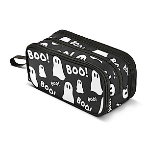 J JOYSAY Halloween Boo Ghosts Pencil Case Pouch Big Capacity Pencil Bags with Zipper Portable Pencil Box Large Art Bags for Adults Kids Teens