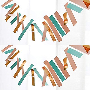 ebabyland 2Pack Teal and Rose Gold Confetti Garland Streamers Party Decorations bachelorette party decorations rose gold birthday decorations paper garland baby shower decorations for girl banner