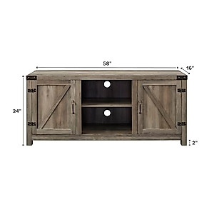 Walker Edison Georgetown Modern Farmhouse Double Barn Door TV Stand for TVs up to 65 Inches, 58 Inch, Rustic Oak
