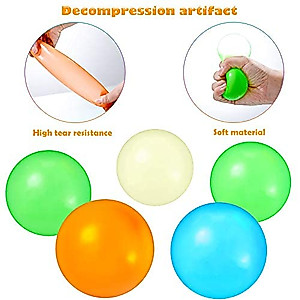 Skylety 8 Pieces Glow in The Dark Sticky Balls Elevated Glowing Stress Balls Relax Cool ASMR Stuff Toy for Ceiling Wall Adults(1.8 Inches,White, Blue, Orange, Green)